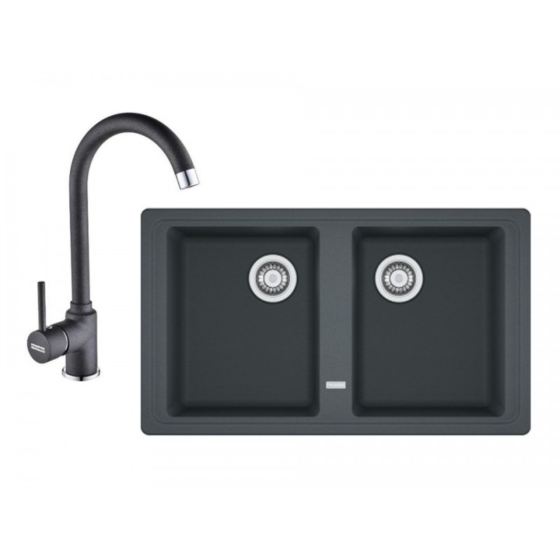 Pachet chiuveta fragranite BFG 620-86 + baterie Pola negru