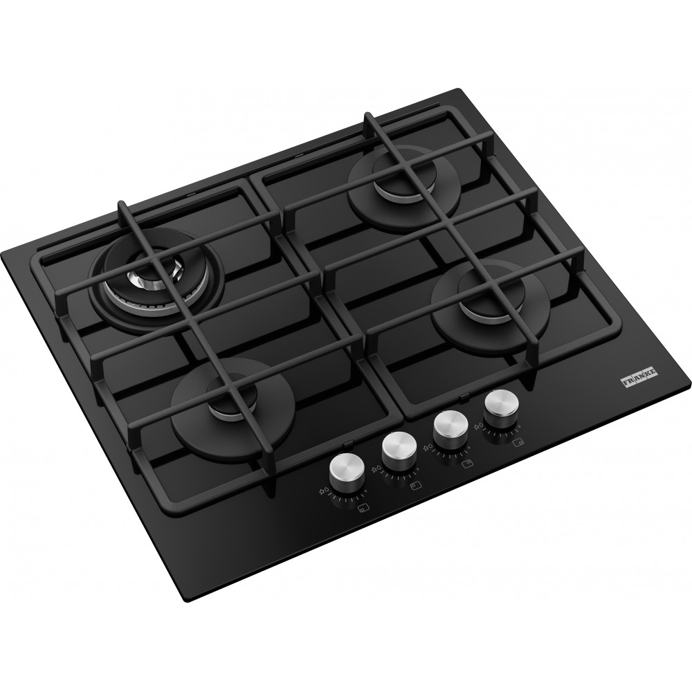 FRANKE Plita gaz Smart FHSM 604 3G DC BK C Nero, 4 arzatoare, sticla ...